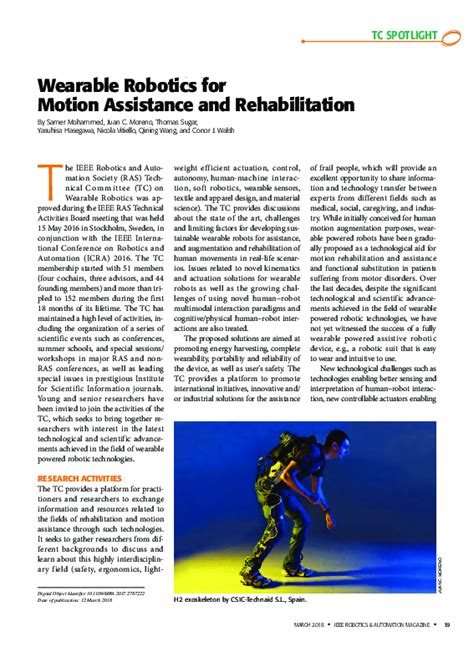 Pdf Wearable Robotics For Motion Assistance And Rehabilitation Tc