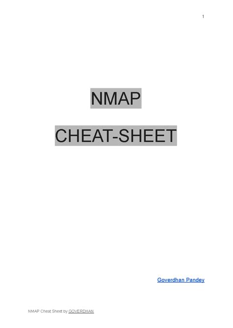 Nmap Cheat Sheet Basic Notes Nmap Cheat Sheet Goverdhan Pandey Table Of Contents