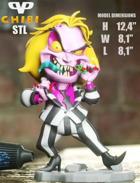 Spooky Delight Beetlejuice Chibi A Playful 3d Model Tribute Free