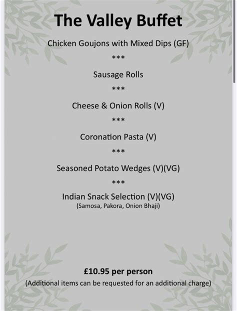 Valley Hotel Full Menu Online