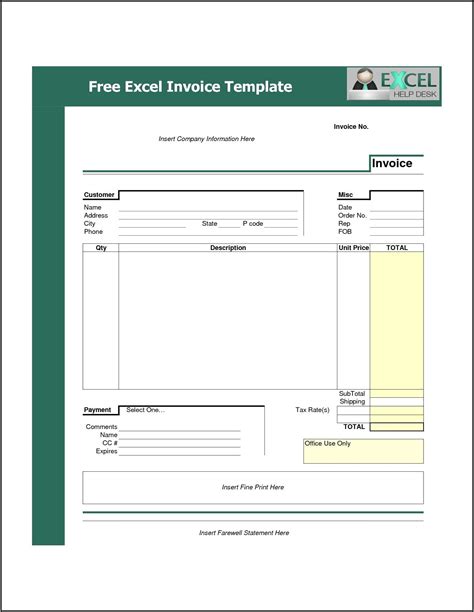 Excel Invoice Template With Automatic Invoice Numbering Free Download Template 1 Resume