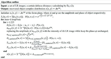 Algorithm Outline Of Digital Refocusing In The Proposed Method Download Scientific Diagram