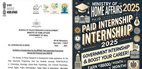 Ministry Of Home Affairs Paid Internship 2025 Government Internship
