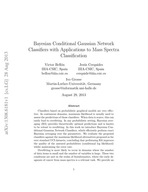 Pdf Bayesian Conditional Gaussian Network Classifiers With