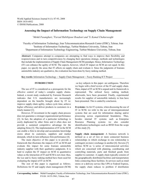 Assessing The Impact Of Information Technology