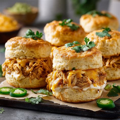 Mini Chicken Queso Biscuit Sliders Melty Bold And Bite Sized Flavor
