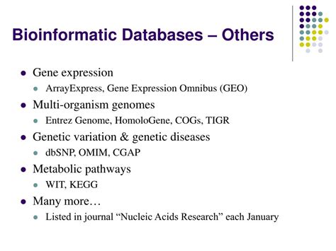 Ppt Cot 6930 Hpc And Bioinformatics Bioinformatics Resources And