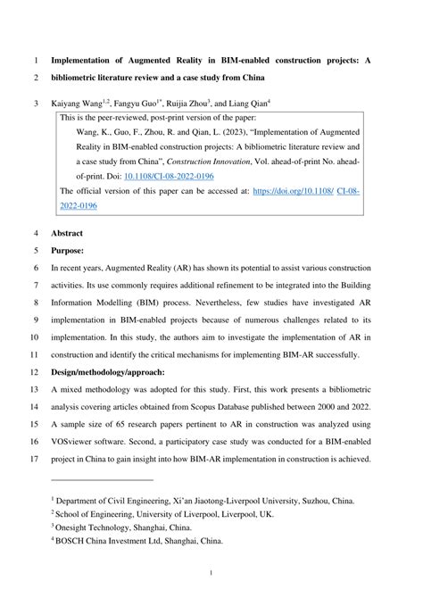 pdf implementation of augmented reality in bim enabled construction