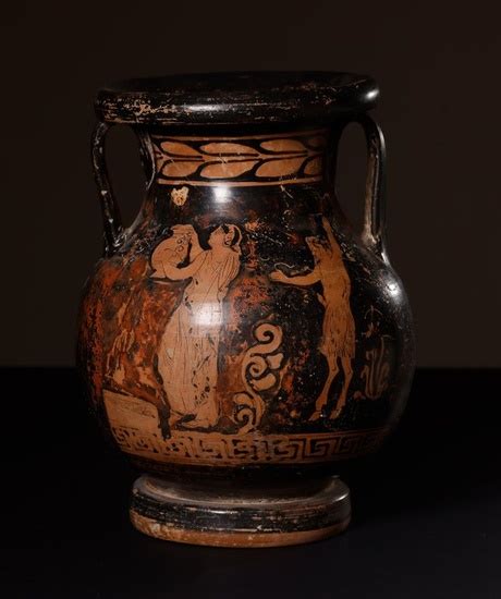 Ancient Greek Ceramic Pelike With Erotic Scene Of Menade And