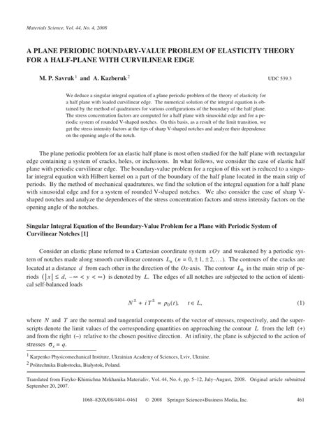Pdf A Plane Periodic Boundary Value Problem Of Elasticity Theory For