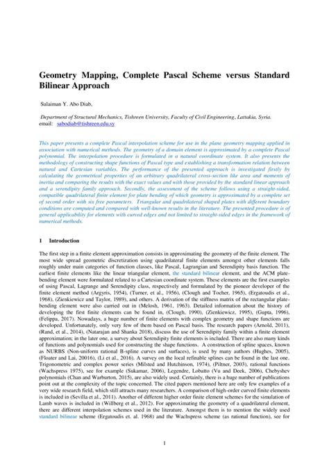 Geometry Mapping Complete Pascal Scheme Versus Standard Bilinear Approach Deepai