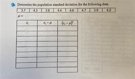 Solved Determine The Population Standard Deviation For The Chegg
