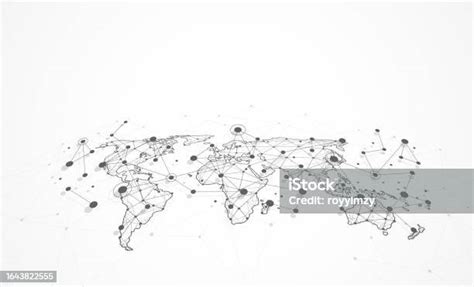 글로벌 네트워크 연결입니다 세계 지도 포인트와 라인 구성의 개념은 글로벌 비즈니스 벡터 일러스트 레이 션 글로벌 커뮤니케이션에 대한 스톡 벡터 아트 및 기타 이미지 Istock