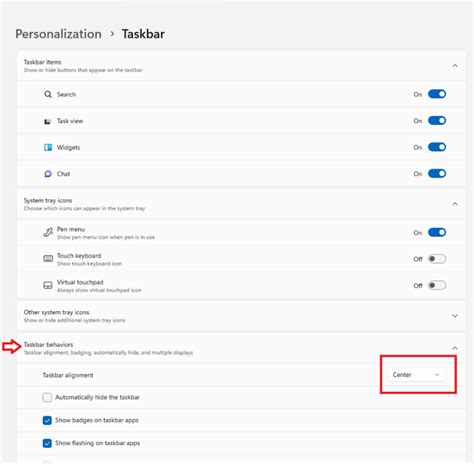 Change Taskbar Alignment In Windows