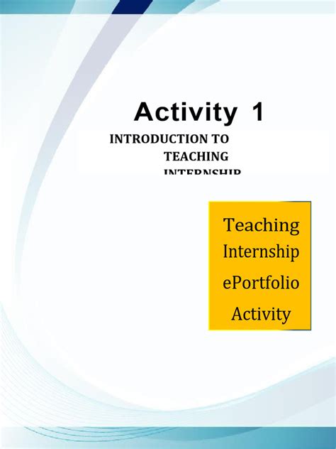 Activity 1 Introduction To Teaching Internship 1 Pdf Teachers Internship