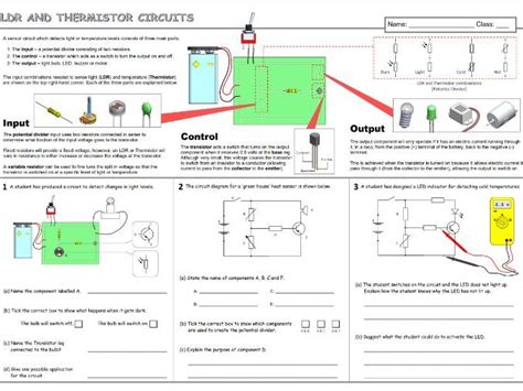 LDR And Thermistor Circuits Teaching Resources