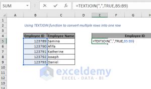 How To Convert Multiple Rows To Single Row In Excel Easiest Methods