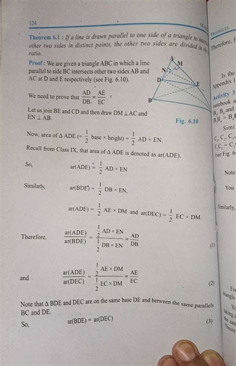 124theorem 6 1 if a line is drawn parallel to one side of a triangle t