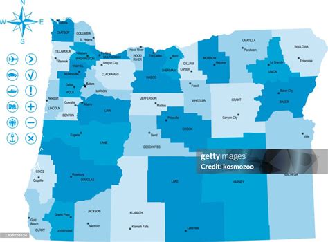 Map Of Oregon With Icons And Key High Res Vector Graphic Getty Images