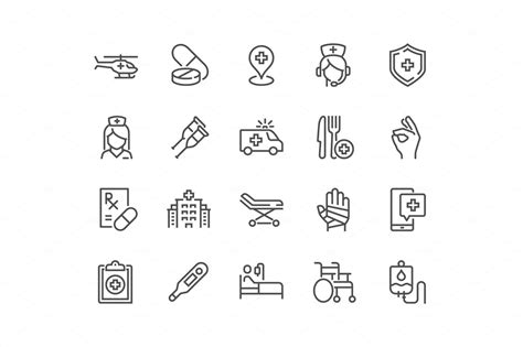 Line Medical Assistance Icons Masterbundles