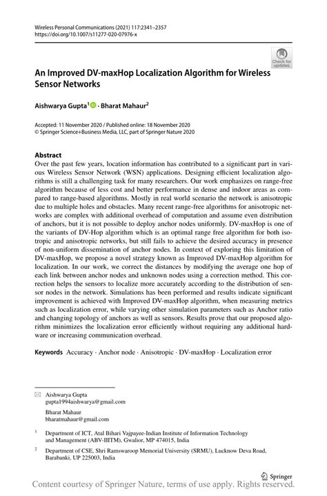 An Improved Dv Maxhop Localization Algorithm For Wireless Sensor