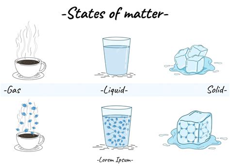 Estados De La Materia Gas Liquido Y Solido Vector Premium