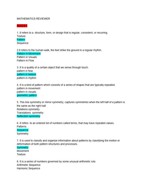 Mathematics Reviewer Pdf Pattern Function Mathematics