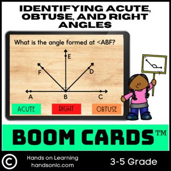 Acute Obtuse And Right Angles Boom Cards By Hands On Learning LLC