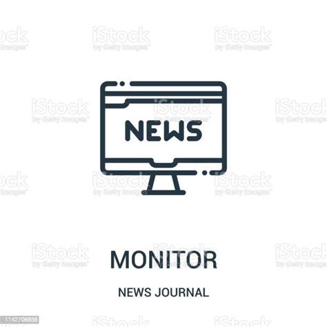 뉴스 저널 컬렉션에서 아이콘 벡터를 모니터링 합니다 얇은 라인 모니터 개요 아이콘 벡터 일러스트 레이 션입니다 웹 및 모바일 앱 로고 인쇄 미디어에 사용할 선형 기호입니다
