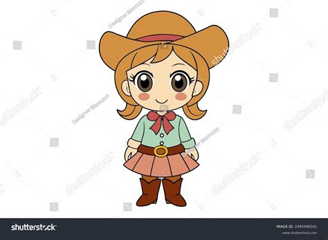Adorable Vector Illustration Cute Girl Cowgirl Stock Vector Royalty Free 2495498341 Shutterstock