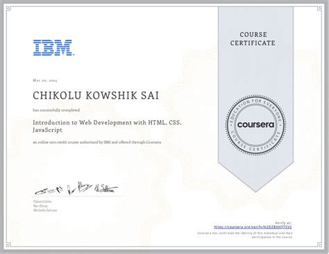 Completion Of Html Css And Javascript Course Chikolu Kowshik Sai