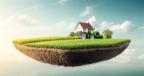 innovative smart farming concept showcasing tractor and fields in the