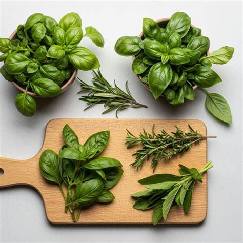 Basil Leaves Are Broad And Shiny Rosemary Is Needle Like And Bay Leaves