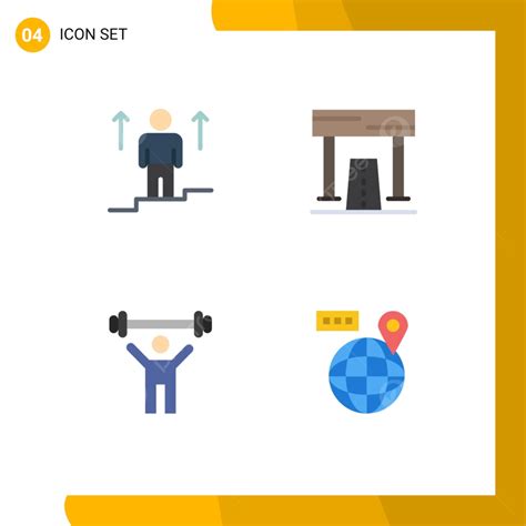 User Interface Pack Of 4 Basic Flat Icons Of User Arrow Game Up Png And Vector With