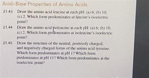 Solved Acid-Base Properties of Amino Acids21.43 ﻿Draw the | Chegg.com