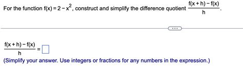 solved for the function f x 2−x2 construct and simplify
