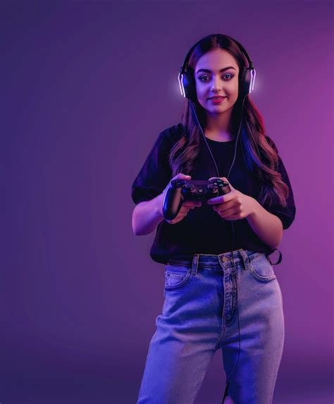 Premium Photo Joyful Girl Playing Video Games