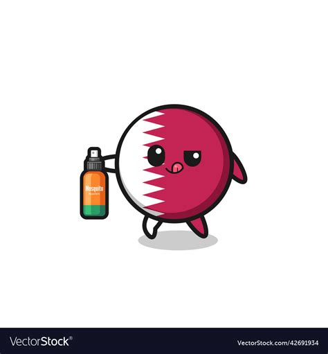 Cute Qatar Flag Holding Mosquito Repellent Vector Image