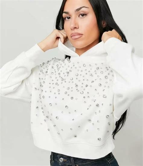White Rhinestone Hoodie Y2k Luxury Crystal Sweatshirt Etsy