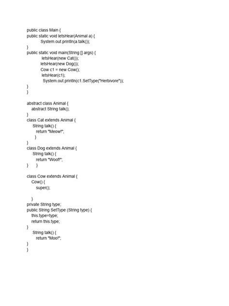 Java Animal Class Implementation Pdf