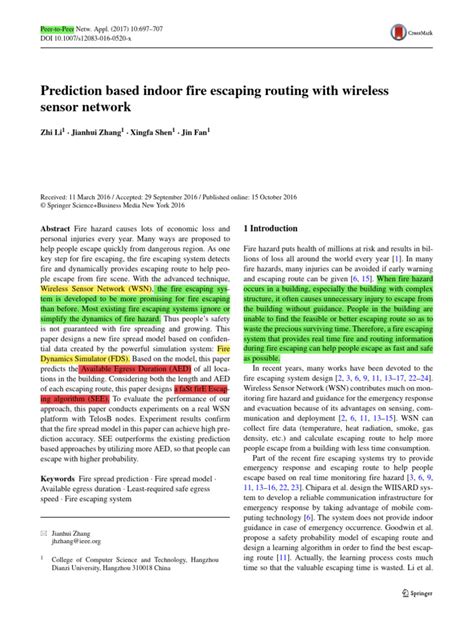 Prediction Based Indoor Fire Escaping Routing With Wireless Pdf