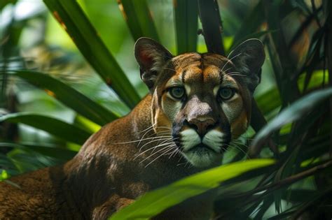 Black Beautiful Cougar In The Jungle Closeup Premium Ai Generated Image