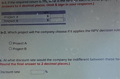 solved a 2 using the irr decision rule which project