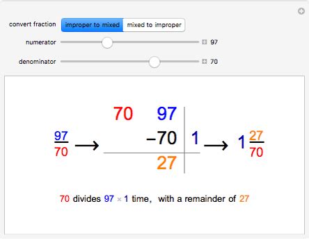 Mixed And Improper Fractions Wolfram Demonstrations Project