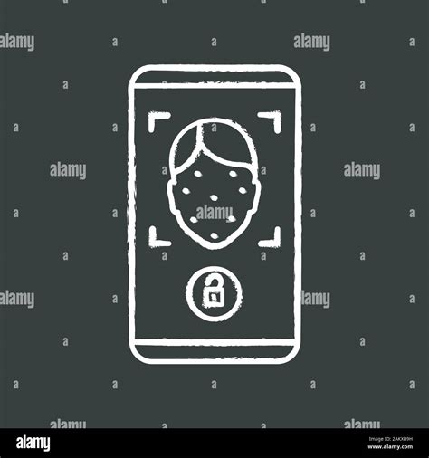 Face Scan Protection Mobile Application Chalk Icon Face Lock App Facial Recognition Face Scan