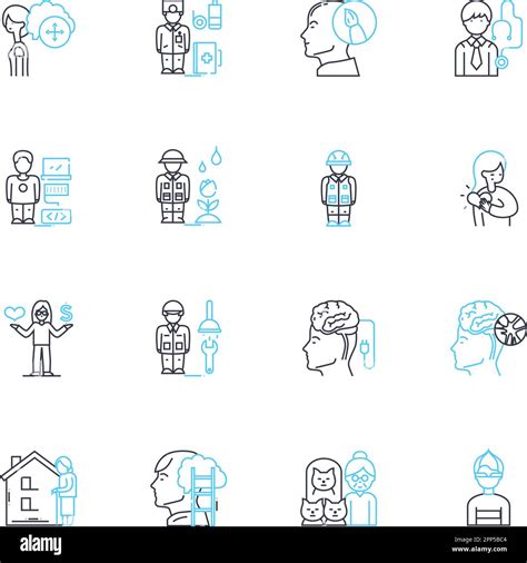 Interconnectedness Linear Icons Set Unity Connectivity Integration