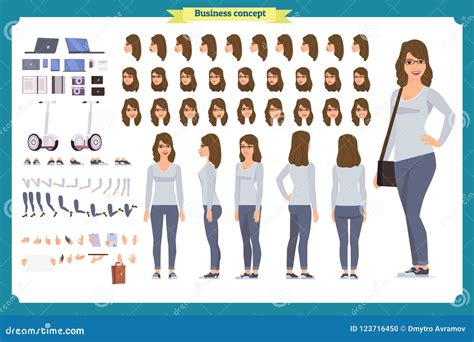 Young Woman Casual Clothes Character Creation Set Stock Vector