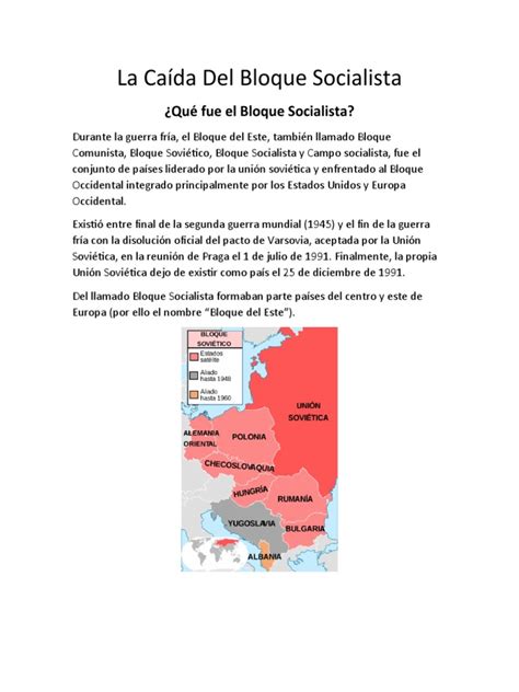 Fin Del Bloque Socialista Causas Y Consecuencias Pdf Unión Soviética Política Mundial