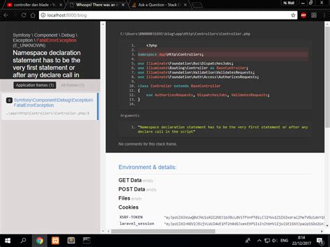 Php Laravel Error Controller Maybe Stack Overflow