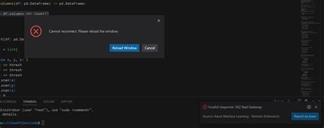 Cannot Reconnect Please Reload The Window Invalid Response502 Bad Gateway · Issue 1622